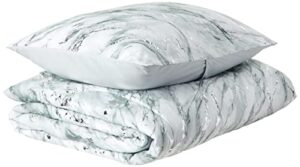 pop shop marble 2 piece comforter set, twin, silver