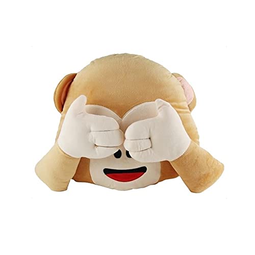 Overstock Monkey Pillow See No Evil Speak No Evil Hear No Evil Emoji Plush Tan Speak no Evil Polyester