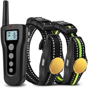 bousnic dog training collar 2 dogs upgraded 1000ft remote rechargeable waterproof electric shock collar with beep vibration shock for small medium large dogs (15lbs - 120lbs)