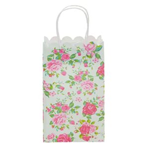 BLUE PANDA 24 Pack Small Floral Gift Bags with Handles for Mothers Day, Birthday, Wedding, Baby Shower, Themed Party Favors (5 x 8.5 x 3 In)