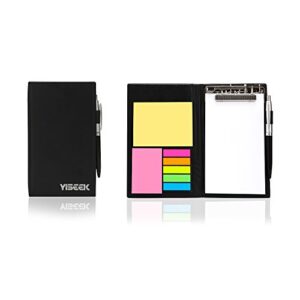 sticky notes notebooks colored page markers bundle set, rectangular notes and index tabs flags organizer, w/ fashion ballpoint pen, leather look design holder,office and teacher gift.yiseek