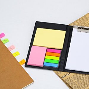 Sticky Notes Notebooks Colored Page Markers Bundle Set, Rectangular Notes and Index Tabs Flags Organizer, W/ Fashion Ballpoint Pen, Leather Look Design Holder,Office and Teacher Gift.YISEEK