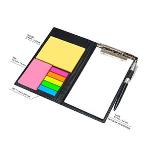 Sticky Notes Notebooks Colored Page Markers Bundle Set, Rectangular Notes and Index Tabs Flags Organizer, W/ Fashion Ballpoint Pen, Leather Look Design Holder,Office and Teacher Gift.YISEEK