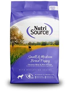 nutrisource puppy food, made with chicken meal and rice, small breed with wholesome grains, 5lb, dry dog food