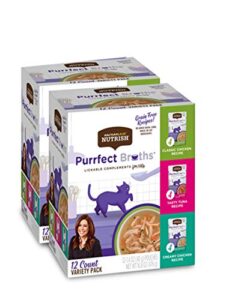 rachael ray nutrish purrfect broths natural wet cat food, variety pack, 1.4 ounce pouch (pack of 24), grain free