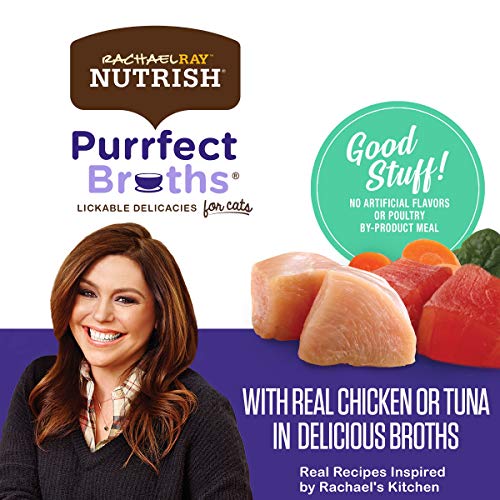 Rachael Ray Nutrish Purrfect Broths Natural Wet Cat Food, Variety Pack, 1.4 Ounce Pouch (Pack of 24), Grain Free