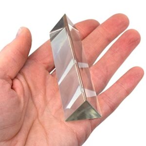 Equilateral Prism, 3" (75mm) Length, 1" (25mm) Faces - Triangular - Optical Quality Glass - Excellent for Physics, Light Refraction & Wavelength Experiments, Photography - Eisco Labs