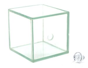 hollow glass prism & stopper, 2x2x2" - great for studying snells law of refraction - eisco labs