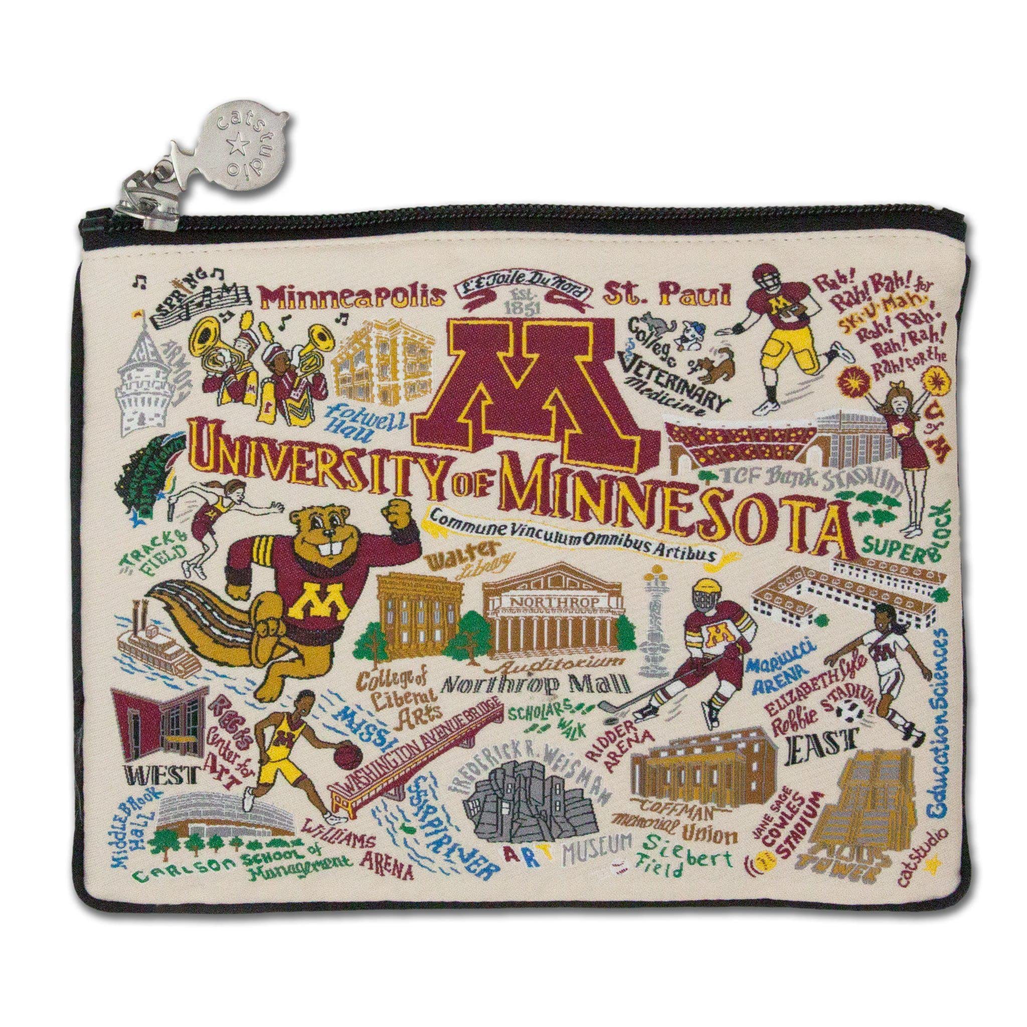 Catstudio University of Minnesota Collegiate Zipper Pouch Purse | Holds Your Phone, Coins, Pencils, Makeup, Dog Treats, & Tech Tools