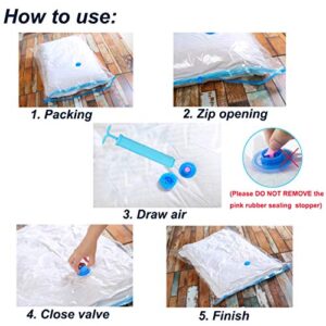 Vacuum Storage Bags Space Saving Bags for Comforters Clothes Pillow Bedding Blanket Storage, Double Zip Lock Seal & Leak Valve, Free Travel Hand Pump Included (4 Pack Large - 31 * 24 inches)