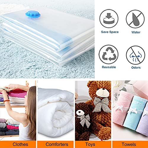 Vacuum Storage Bags Space Saving Bags for Comforters Clothes Pillow Bedding Blanket Storage, Double Zip Lock Seal & Leak Valve, Free Travel Hand Pump Included (4 Pack Large - 31 * 24 inches)