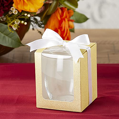 Kate Aspen, Gold Shimmer Display Gift Box, Gift/Party Favor, can hold 15 oz. Stemless Wine Glass (Set of 12)