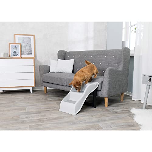 TRIXIE 3 Step Pet Stairs, Lightweight and Collapsible, Easy to Store, Non-Slip Treads, Gray