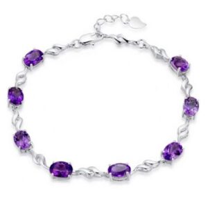 preeyanan 925 silver amethyst chain bracelet women's wedding jewelry valentine's gift