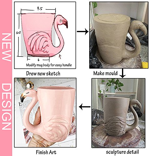 16 oz Cute Pink Coffee Mug Ceramic Cup Flamingo Gift Mug for Women Grandma Mom Mug Christmas Funny Coffee Cup Animal Mug Pink Christmas Mug Decor Wedding Mugs