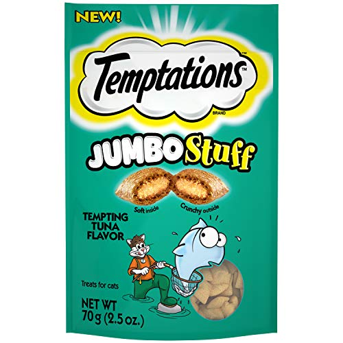 Temptations Jumbo Stuff Tempting Tuna Flavor Crunchy and Soft Cat Treats, 2.5 oz.