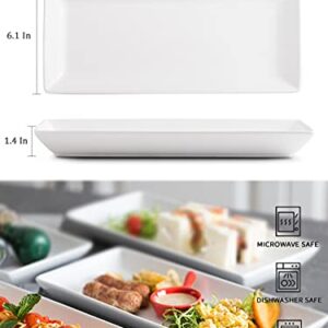 LAUCHUH Porcelain Serving Platter Rectangular Plate / Tray for Party, 14-Inch Large White Microwave And Dishwasher Safe Set of 4