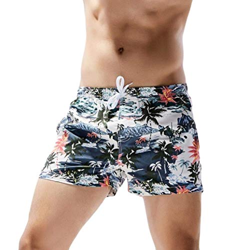 Men Swimwear Shorts,Hemlock Men Boy Camouflage Shorts Beach Trunks Briefs Pants Stretchy Printed Shorts (S, White-2)