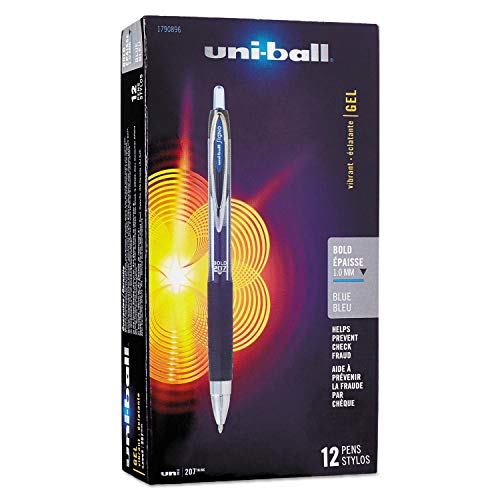 Product of uni-ball - Signo 207 Roller Ball Retractable Gel Pen, Blue Ink, Bold - Dozen (Open Stock) - [Bulk Savings]