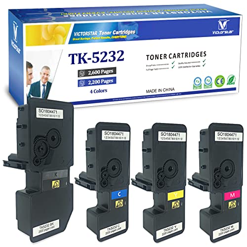 VICTORSTAR @ Compatible Toner Cartridge TK5232 TK-5232 for Kyocera ECOSYS P5021cdn, P5021cdw, M5521cdn, M5521cdw Laser Printers (4 Colors)