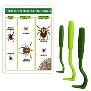 tickcheck tick remover value 3 pack - tick remover tools + tick identification card - for humans, dogs & cats (1 set)