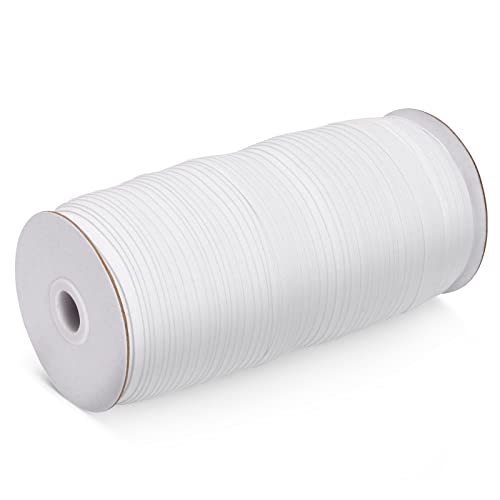 109 Yards White 1/2 Inch Elastic Band for Sewing Clothes, Stretch Knit Bands for DIY Arts and Crafts, Tailoring, Clothing Garment Repair, Kitting Supplies (0.5 Inches Wide)