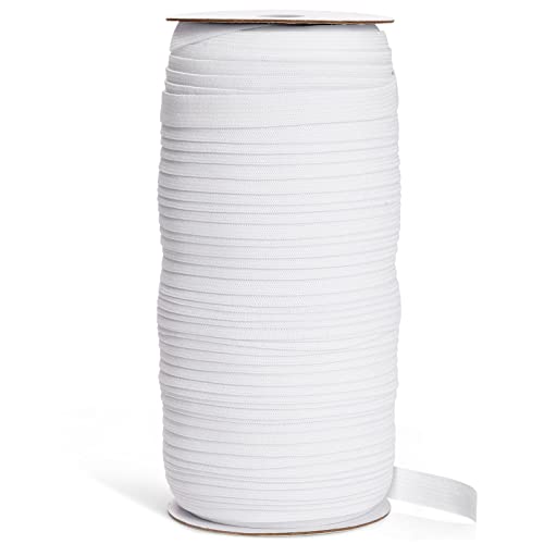 109 Yards White 1/2 Inch Elastic Band for Sewing Clothes, Stretch Knit Bands for DIY Arts and Crafts, Tailoring, Clothing Garment Repair, Kitting Supplies (0.5 Inches Wide)