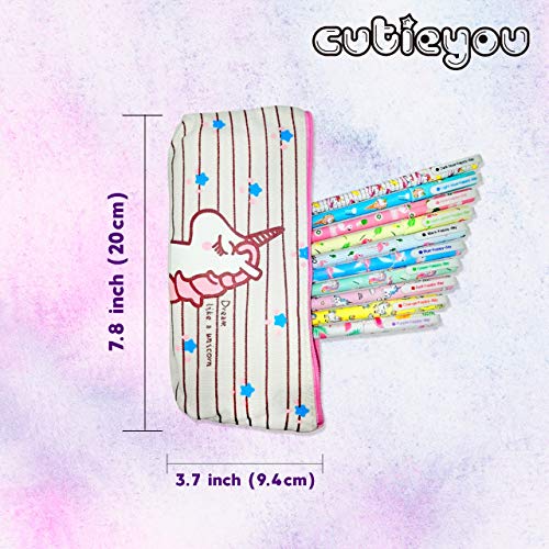 Cutieyou Unicorn Flamingo Gel Ink Pens 10 pcs + Unicorn Pencil case, fine Point 0.5mm Pen – Unicorn gift for girls