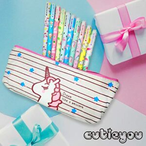 Cutieyou Unicorn Flamingo Gel Ink Pens 10 pcs + Unicorn Pencil case, fine Point 0.5mm Pen – Unicorn gift for girls