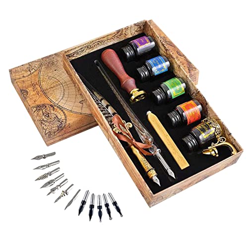 Hethrone Calligraphy Pen Set - Feather Pen Quill Pen Ink Set with Replacable Nibs