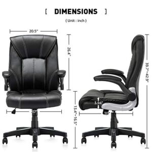 B2C2B Leather Executive Office Chair Computer Desk Chair Ergonomic Adjustable Racing Chair Task Swivel Chair Armrest and Lumbar Support