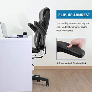 B2C2B Leather Executive Office Chair Computer Desk Chair Ergonomic Adjustable Racing Chair Task Swivel Chair Armrest and Lumbar Support