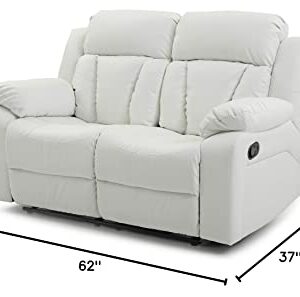 Glory Furniture Reclining Love seat, White Faux Leather