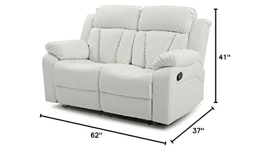 Glory Furniture Reclining Love seat, White Faux Leather