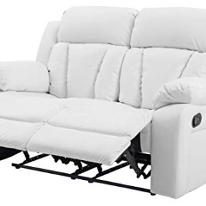 Glory Furniture Reclining Love seat, White Faux Leather