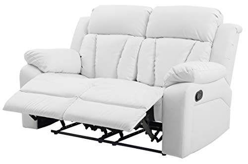 Glory Furniture Reclining Love seat, White Faux Leather