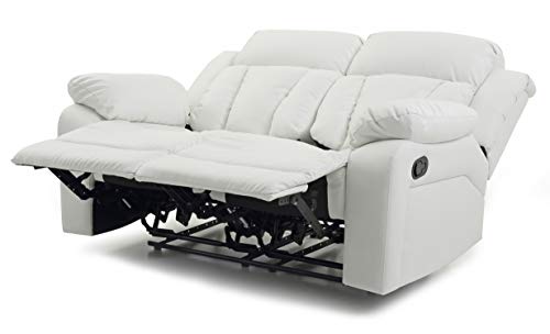 Glory Furniture Reclining Love seat, White Faux Leather