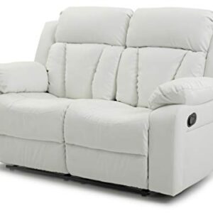 Glory Furniture Reclining Love seat, White Faux Leather