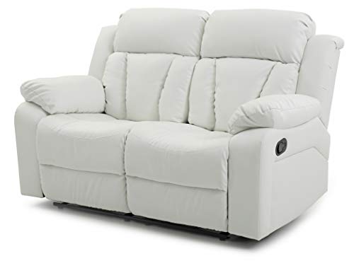 Glory Furniture Reclining Love seat, White Faux Leather