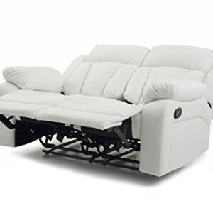 Glory Furniture Reclining Love seat, White Faux Leather