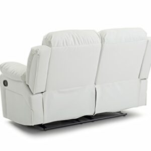 Glory Furniture Reclining Love seat, White Faux Leather