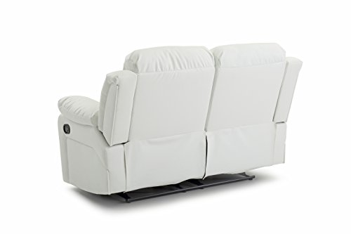 Glory Furniture Reclining Love seat, White Faux Leather