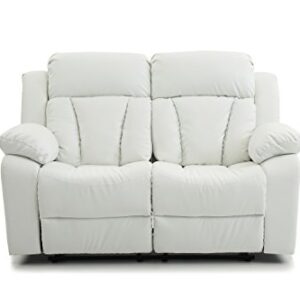 Glory Furniture Reclining Love seat, White Faux Leather