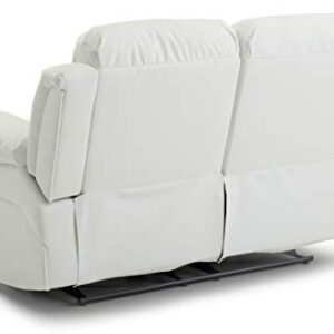 Glory Furniture Reclining Love seat, White Faux Leather