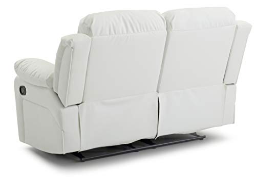 Glory Furniture Reclining Love seat, White Faux Leather