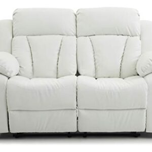 Glory Furniture Reclining Love seat, White Faux Leather