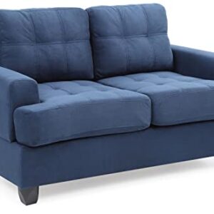 Glory Furniture Upholstered Love Seat, Navy Blue Suede