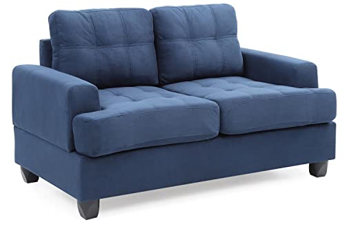 Glory Furniture Upholstered Love Seat, Navy Blue Suede