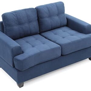 Glory Furniture Upholstered Love Seat, Navy Blue Suede