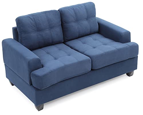 Glory Furniture Upholstered Love Seat, Navy Blue Suede